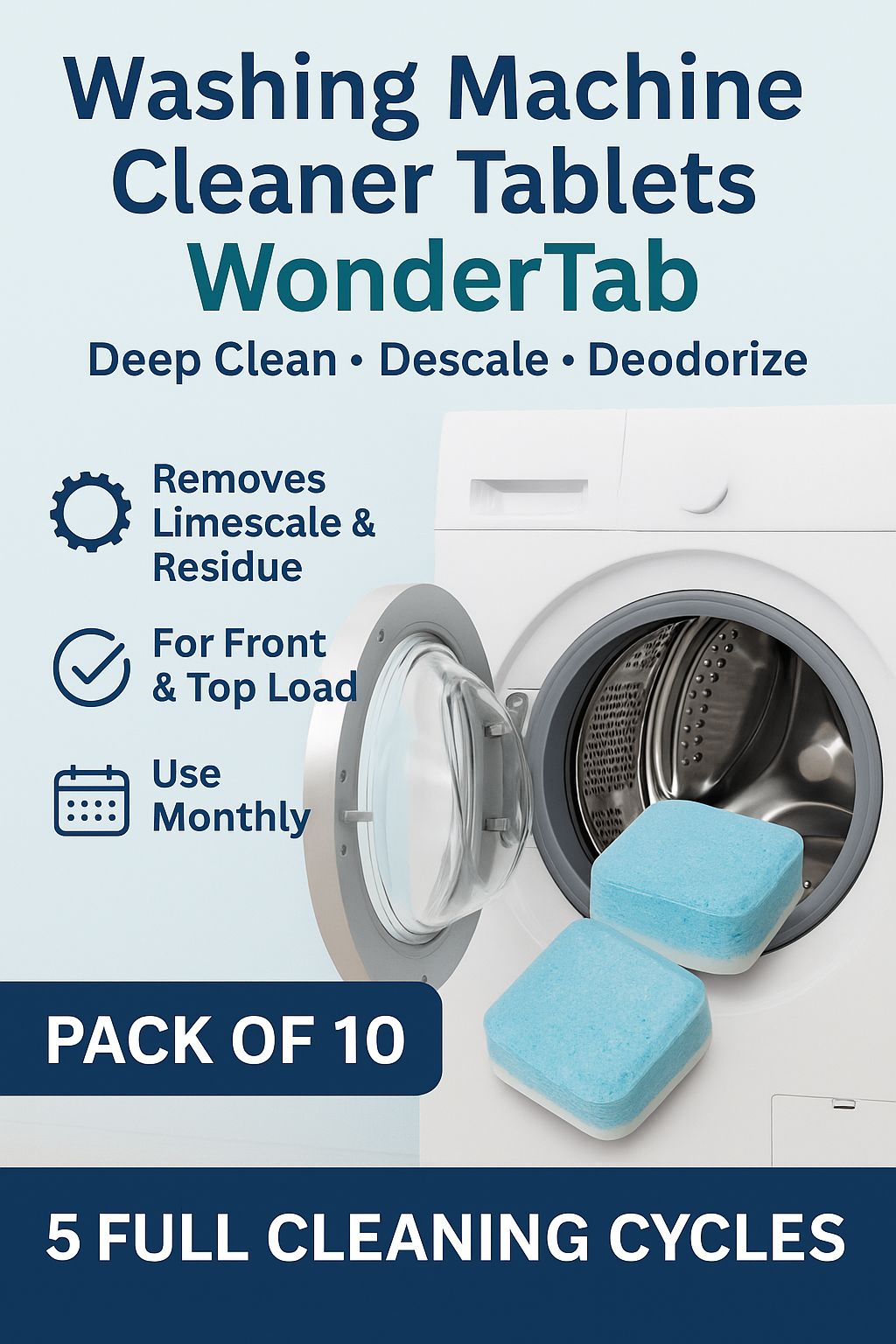 Washing Machine Cleaner Tablets - WonderTab (10 tablets) – Wonderfill India